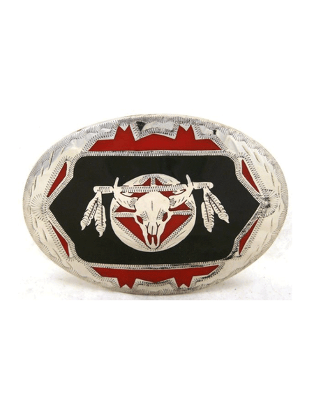 Colorado Silver Star 0-6007-BRR Skull And Shield Buckle Black Red And ...