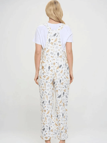 SM Wardrobe AW2382-WH Womens Bird Floral Print Overalls White – J.C ...