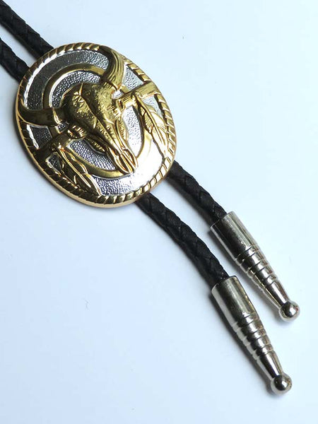 Double S 22274 Skull Feather Oval Concho Bolo Tie Silver and Gold – J.C ...